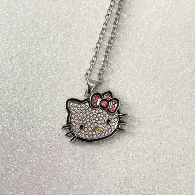 Colar Hello Kitty Brilhante Strass Pingente Kawaii Fofo Aesthetic ...