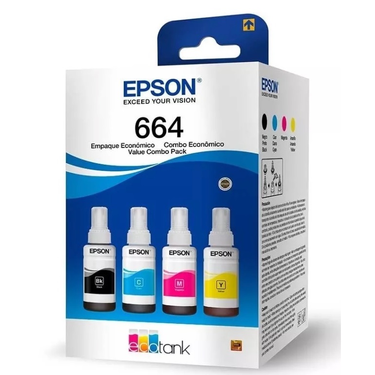 Kit Tinta Original Epson L120 L1300 L395 664 T664 L396 L355 L555 L365 ...