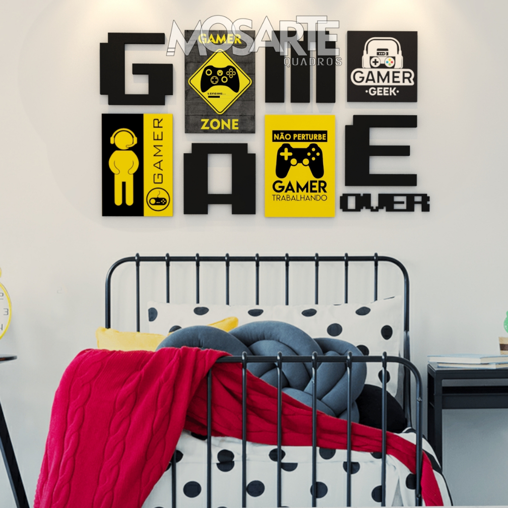 Conjunto Quadros E Letras - Game Over | Shopee Brasil