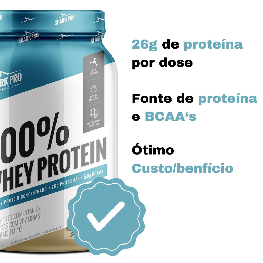 Whey Protein concentrado 100% Shark Pro 900g sabores | Shopee Brasil