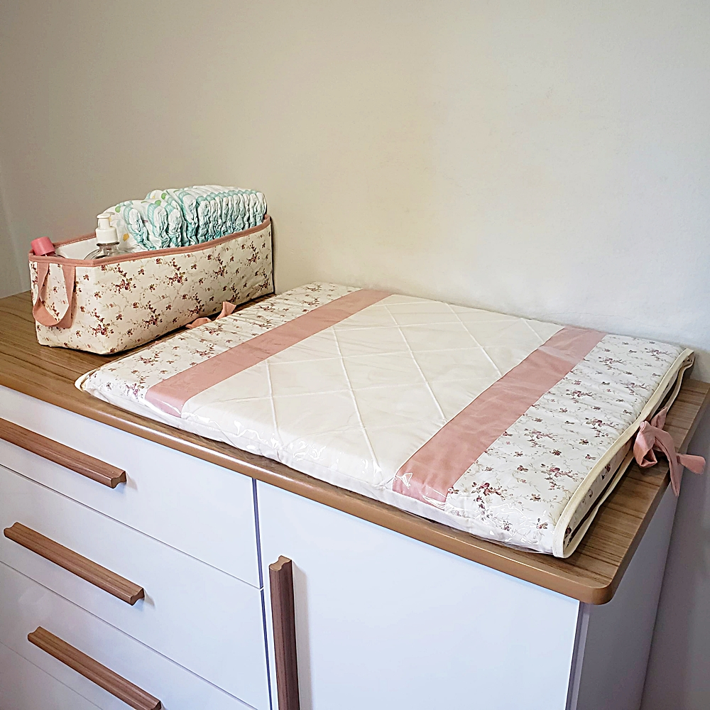 Kit 2 Peças Trocador Cômoda 1 Cesto Organizador Fralda Plastificado ...