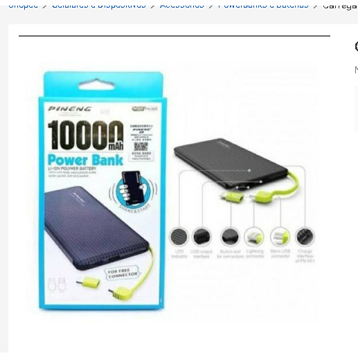 power bank 1000mah usb tipo c iphone com adaptador | Shopee Brasil