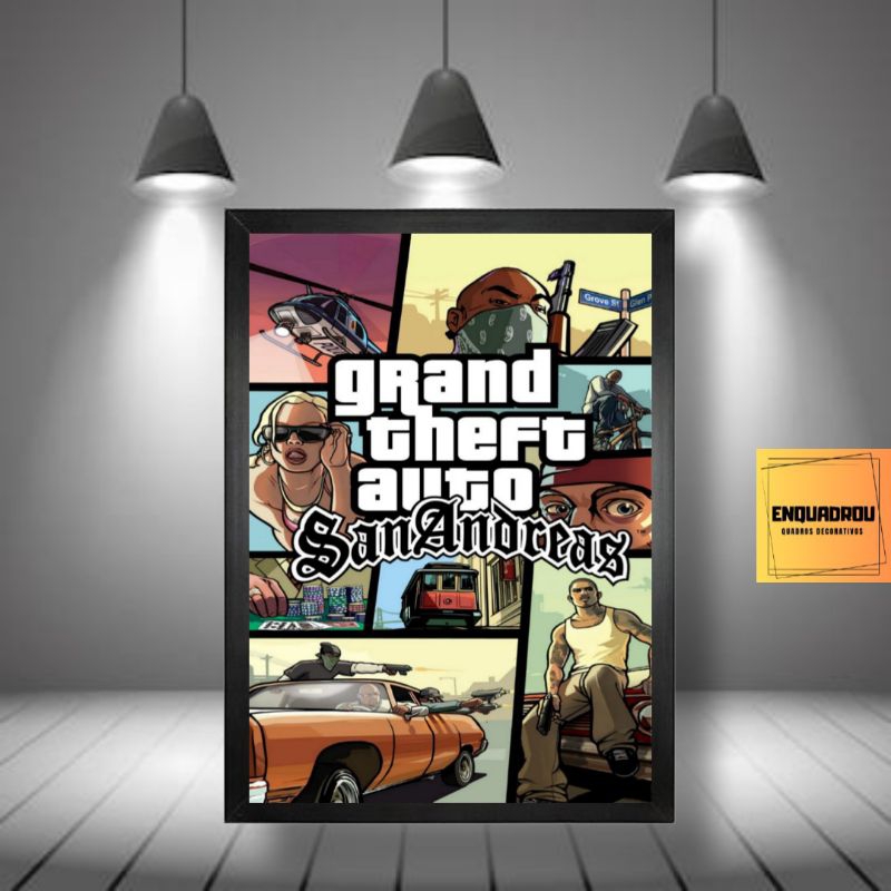 Placa Quadro Decorativo Capa GTA San Andreas GTA SA PS2 Decoração Gamer ...