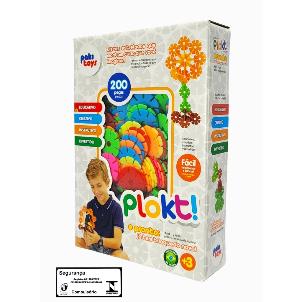 Plokt 200 Pecas Pakitoys para Montar e Encaixar com Formato de Discos ...