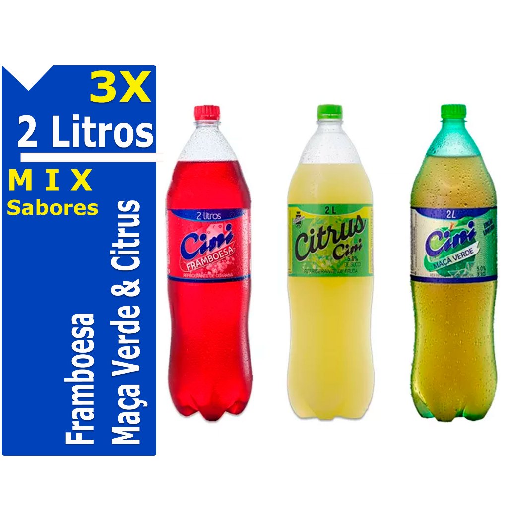 Refrigerante Cini Mix Sabores Framboesa Maça Verde Citrus 6 Litros ...