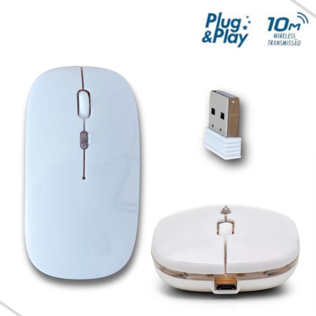 Mouse Sem Fio Bluetooth Wirelees 2.4ghz Slim Ergonômico Led Rgb ...