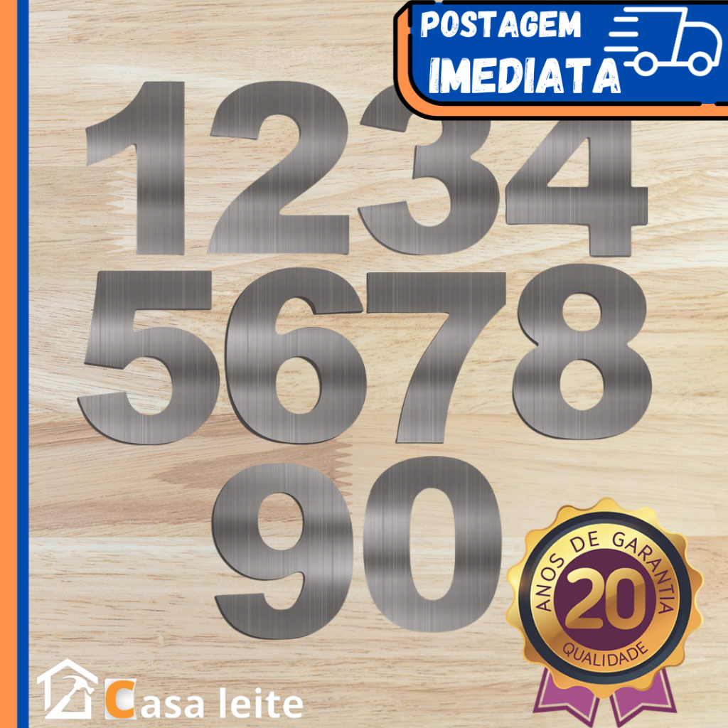 Número Residencial Fonte ARIAL BLACK 125mm - Cor PARATA ESCOVADO ...