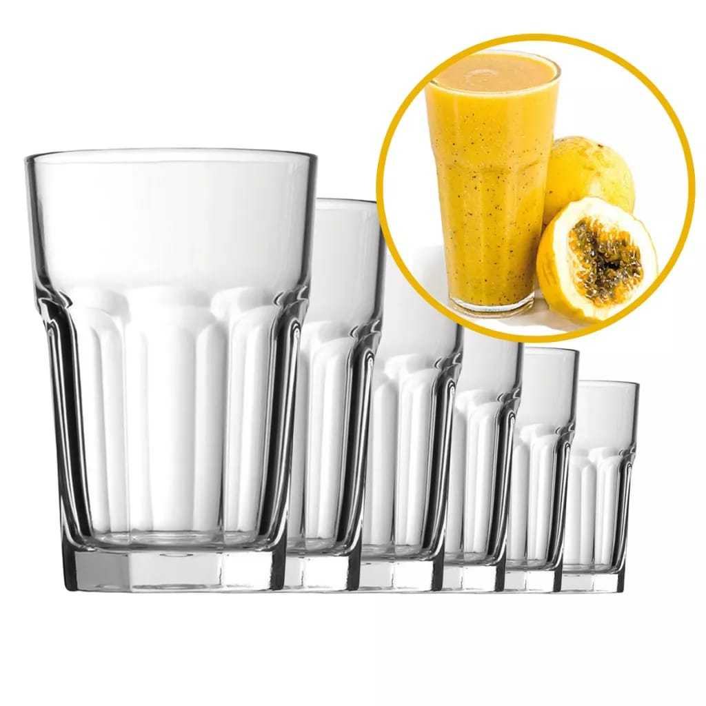 Jogo 6 Copos jade Vidro Kit Copo Grosso Para Suco Água Drink Cerveja ...