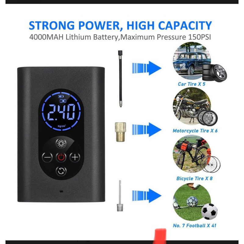 Compressor portable wireless air pump | Shopee Brasil