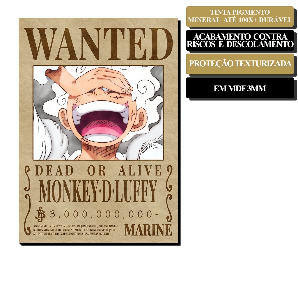 Quadro novo Poster Procurado Luffy Gear 5 Nika One Piece | Shopee Brasil