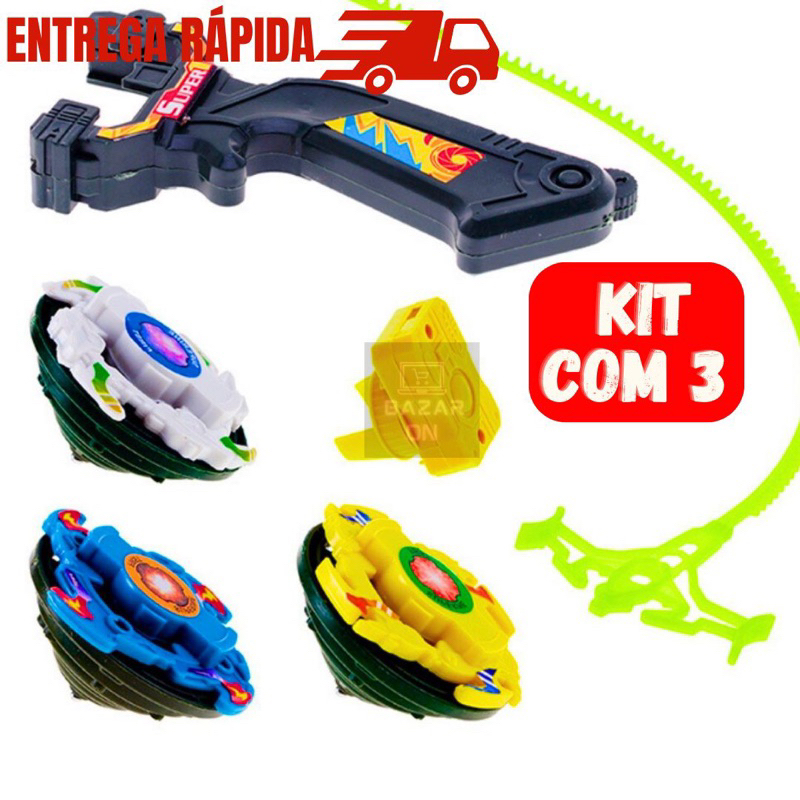 Kit com 3 Pião Beyblade Bleibleide Com Lançador Super Incluso | Shopee ...