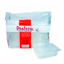 Kit Pote e Tampa 1000ml Retangular 24 Unidades Prafesta | Shopee Brasil