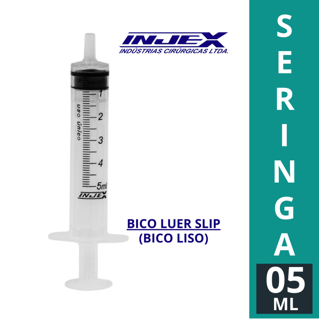 Kit 50 Seringas 1ml 3 ml e 5ml Injex Bico Luer Slip (Bico Liso) Estéril ...