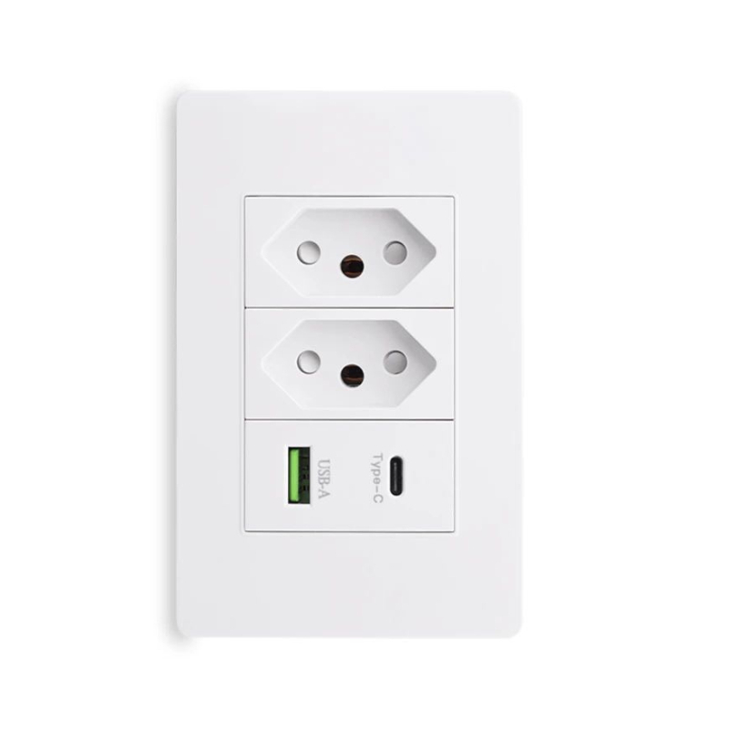 Tomada USB Duo Type C com 2 tomada padrão Tipo N e 110/220 COIBEU ...