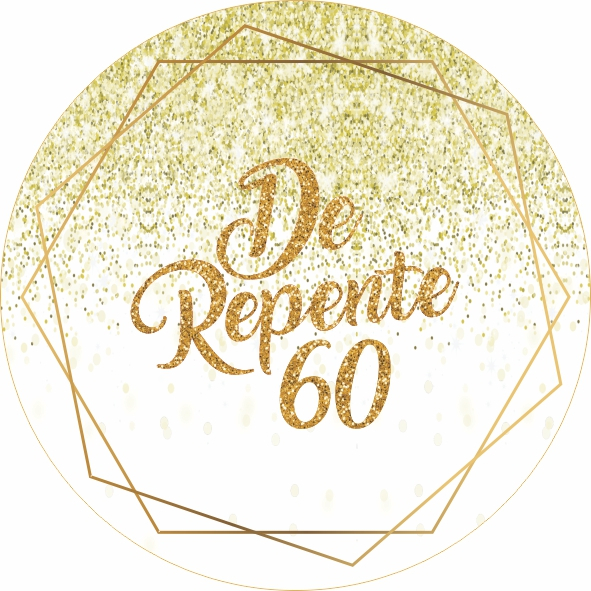 Painel Lona Redondo Festa De Repente 60 Anos Branco e Dourado | Shopee ...