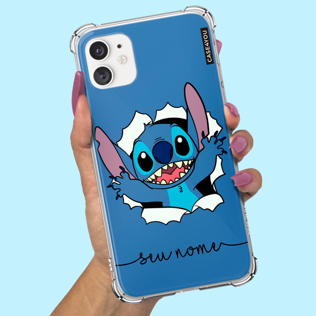 Capa Capinha de celular Personalizada Anti-impacto com nome Stitch ...