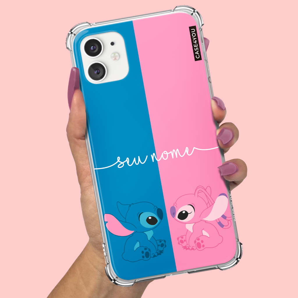 Capa Capinha de celular Personalizada Anti-impacto com nome Stitch ...