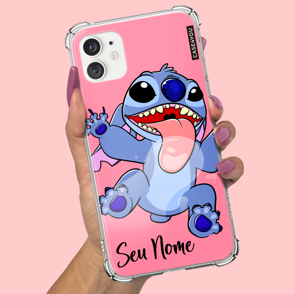 Capa Capinha de celular Personalizada Anti-impacto com nome Stitch ...