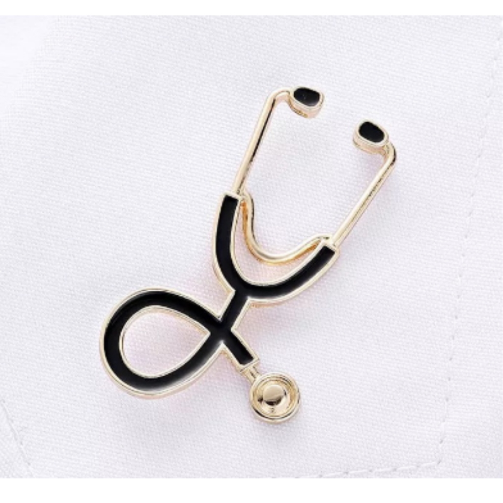 Broche boton estetoscópio jaleco medicina enfermagem fisioterapia ...