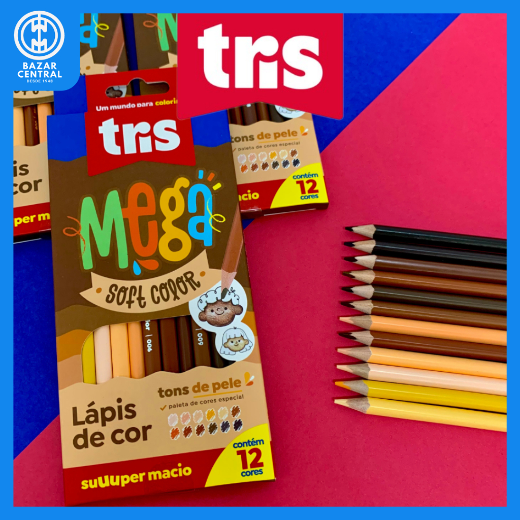 Lápis de Cor Tons de Pele 12 Cores Mega Soft Color Tris | Shopee Brasil