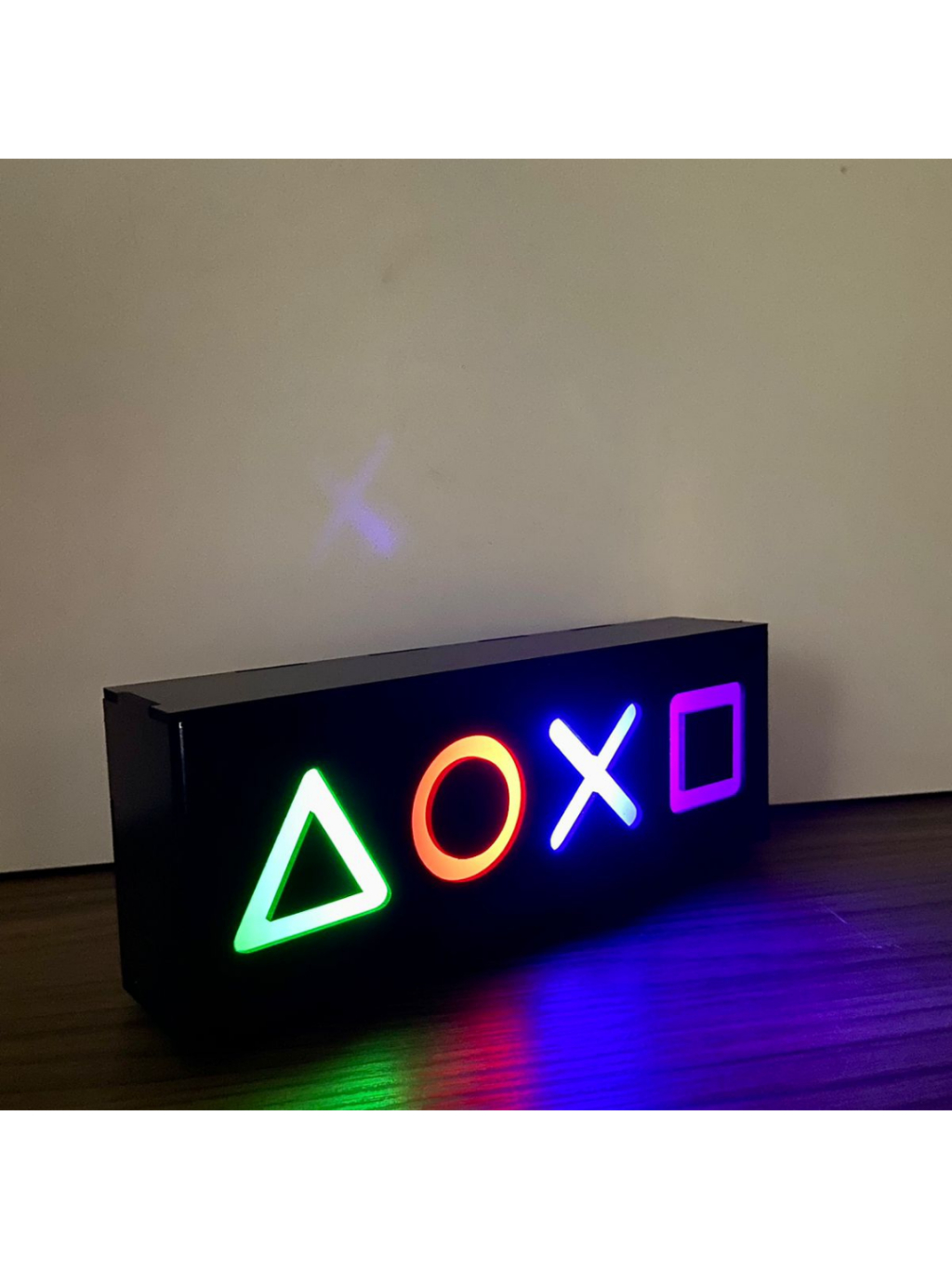 Luminária PLAYSTATION Abajur de mesa LED Gamer Geek MDF PSN Símbolos ...