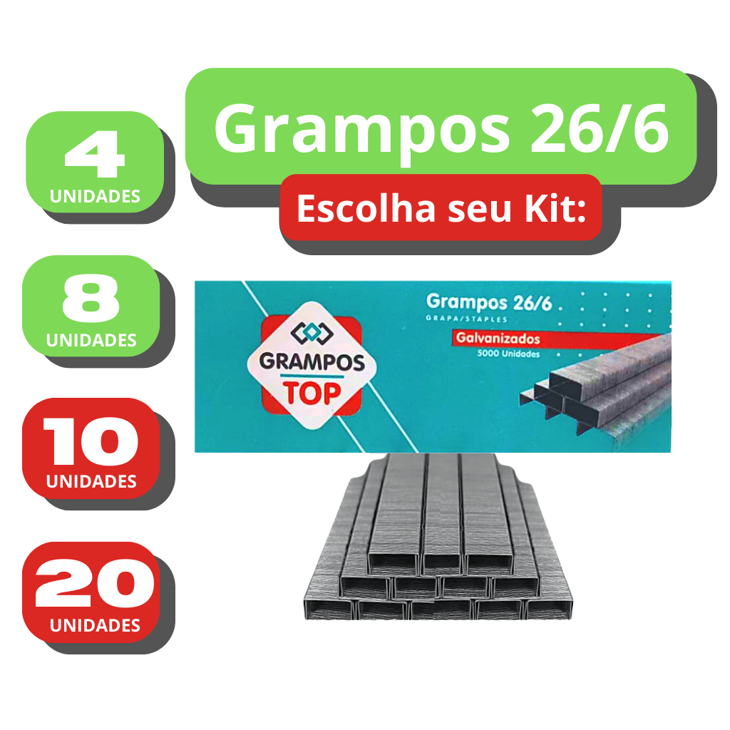 Kit Grampo Para Grampeador Tamanho 26/6 Metal Galvanizado Caixa com 5. ...