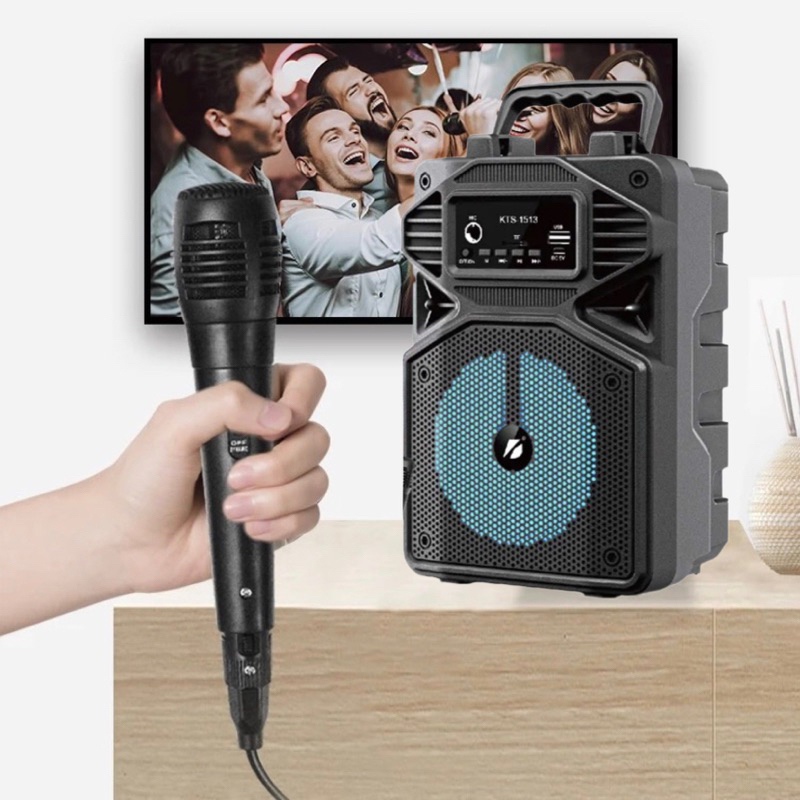 Caixa de Som Portátil Com Microfone Wireless Bluetooth Rádio FM ...