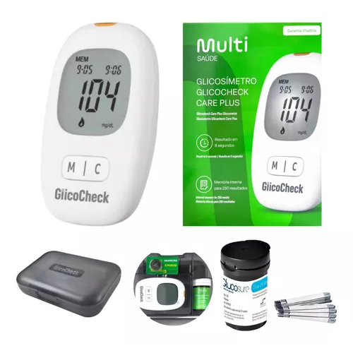 Kit Medidor De Glicemia Completo com 10 Fitas e 10 Lancetas ...