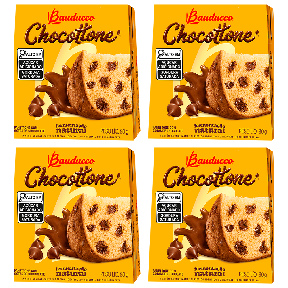 Mini Chocotone Ou Mini Panetone 80g Bauducco - Kit 4 Un | Shopee Brasil