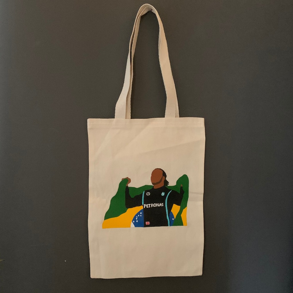 Ecobag Hamilton com a bandeira do Brasil - Blog Fórmula 1 | Shopee Brasil