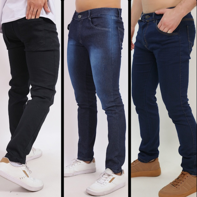 Kit 3 Calça Jeans Masculina Laicra Slim Básica Casual Direto Da Fábrica