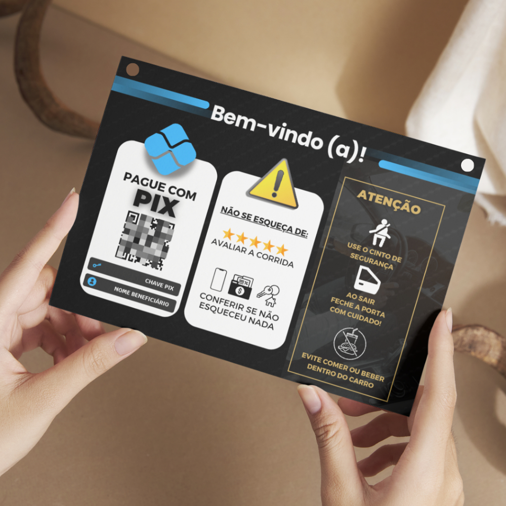 Kit 2 Plaquinhas informativas com Pix para motorista de aplicativo Uber 99 Táxi | Shopee Brasil