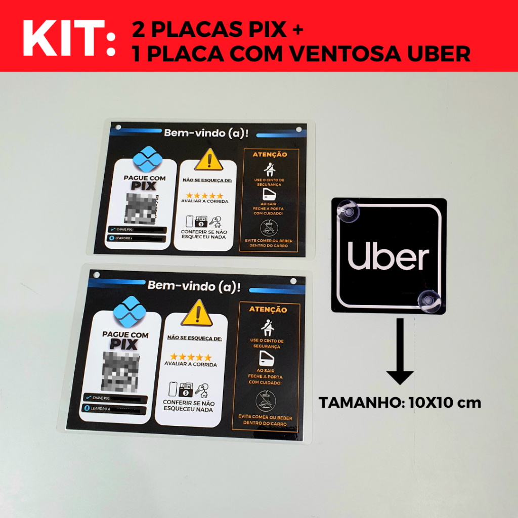 Kit 2 Plaquinhas informativas com Pix para motorista de aplicativo Uber 99 Táxi | Shopee Brasil