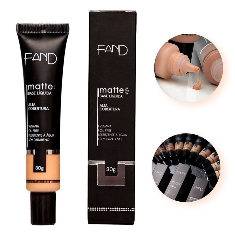 Base Líquida Matte Fand Alta Cobertura Pele Mista e Oleosa Original ...