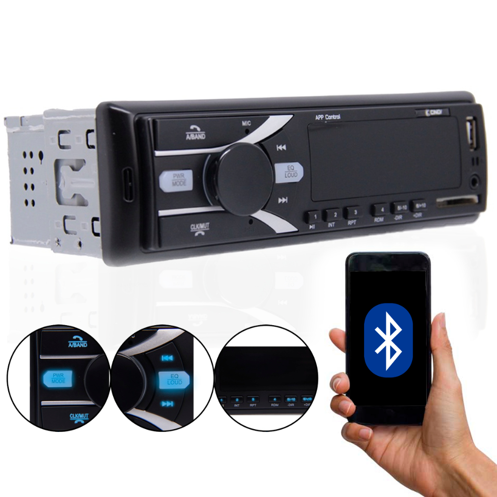 Rádio Som Automotivo Bluetooth Aparelho Mp3 USB AUX SD Leitor Cinoy Para Carro | Shopee Brasil