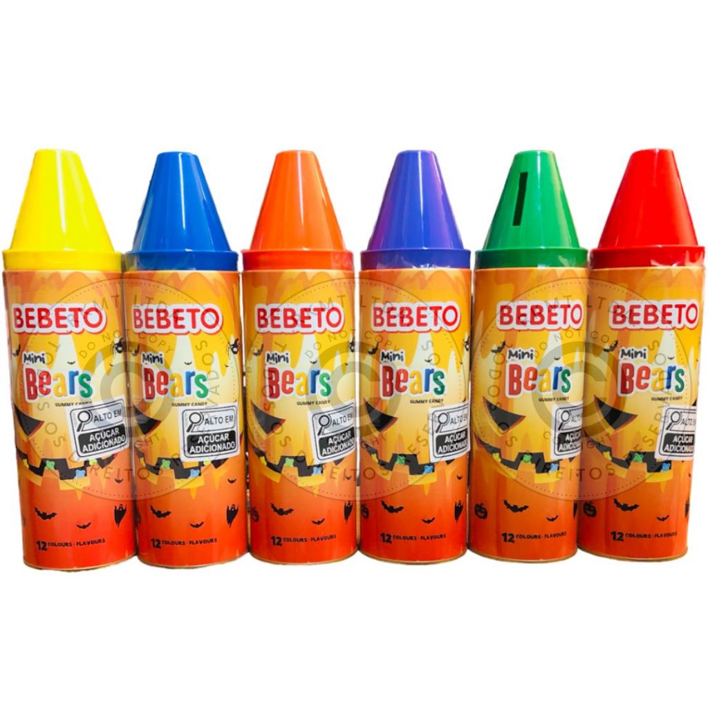 Bala Bebeto Mini Bears Gummy Lata Giz Gigante 200g Ursinhos Halloween ...