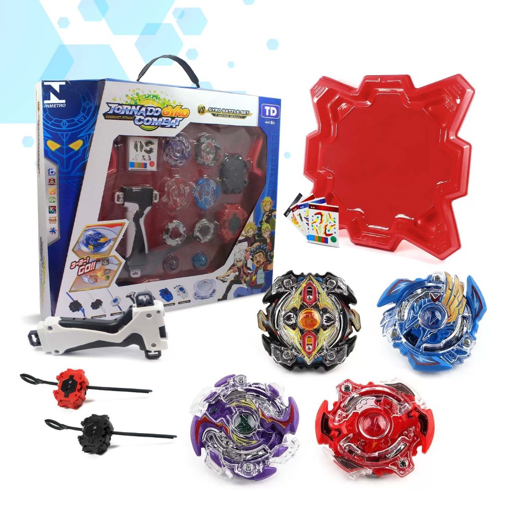 Kit Beyblade Arena Burst Batalha Combate Montável Grip Lançadores Metal ...