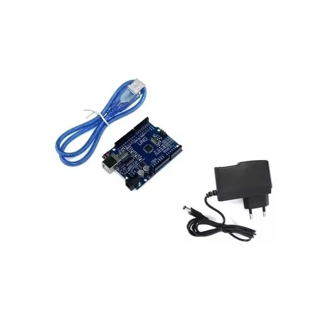 Placa Compatível Arduino Uno R3 Smd/com Cabo + Fonte Externa [ Código 169 ] | Shopee Brasil