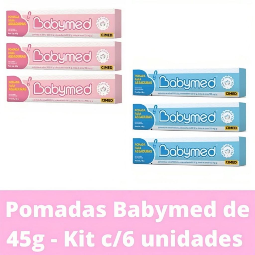 Kit de Pomadas Para Assaduras Babymed 6 Unidades 45g Cada Azul ou Rosa ...
