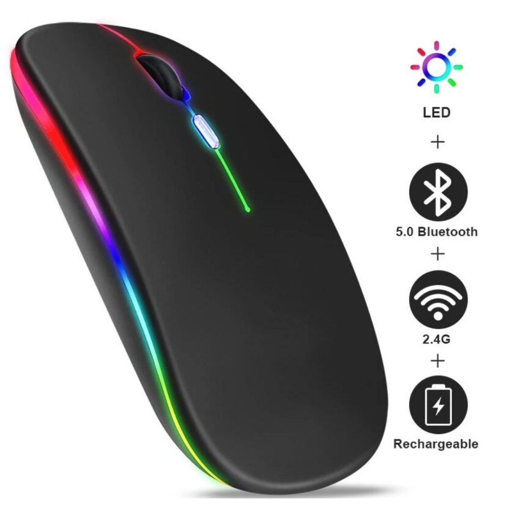 Mouse sem fio Led RGB recarregavel ergonômico wireless | Shopee Brasil