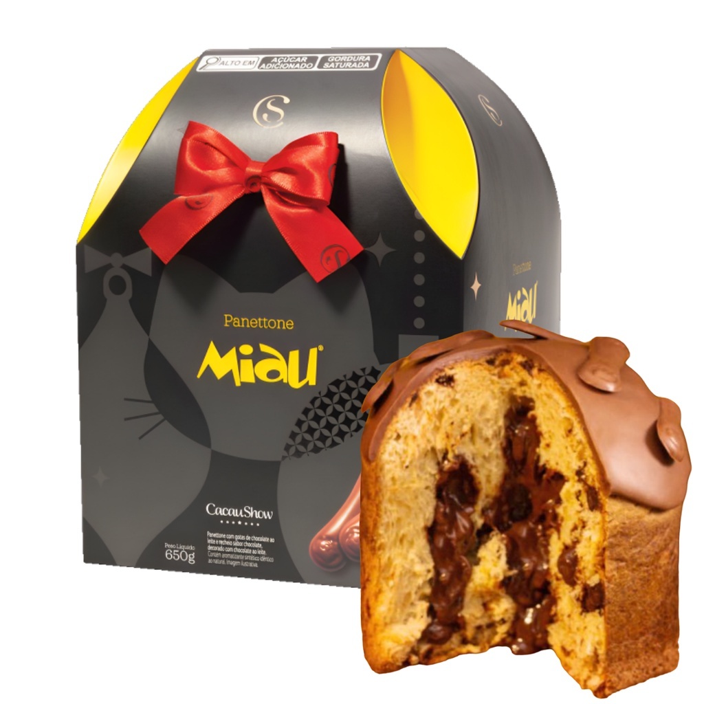 Panetone Clássico Miau 650g Gotas de Chocolate Cacau Show | Shopee Brasil