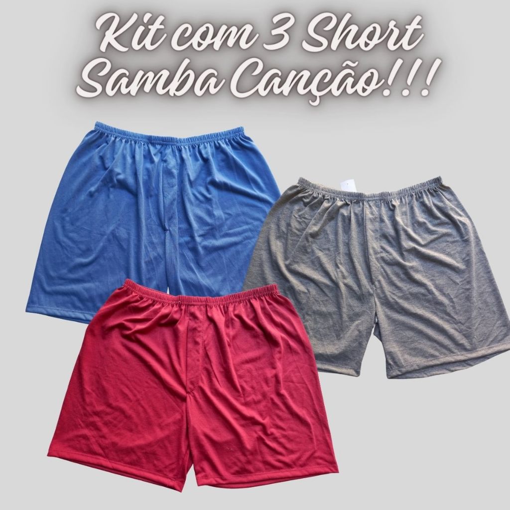 Kit de Short Samba Canção Masculino em Malha Premum Bem Grandão ...