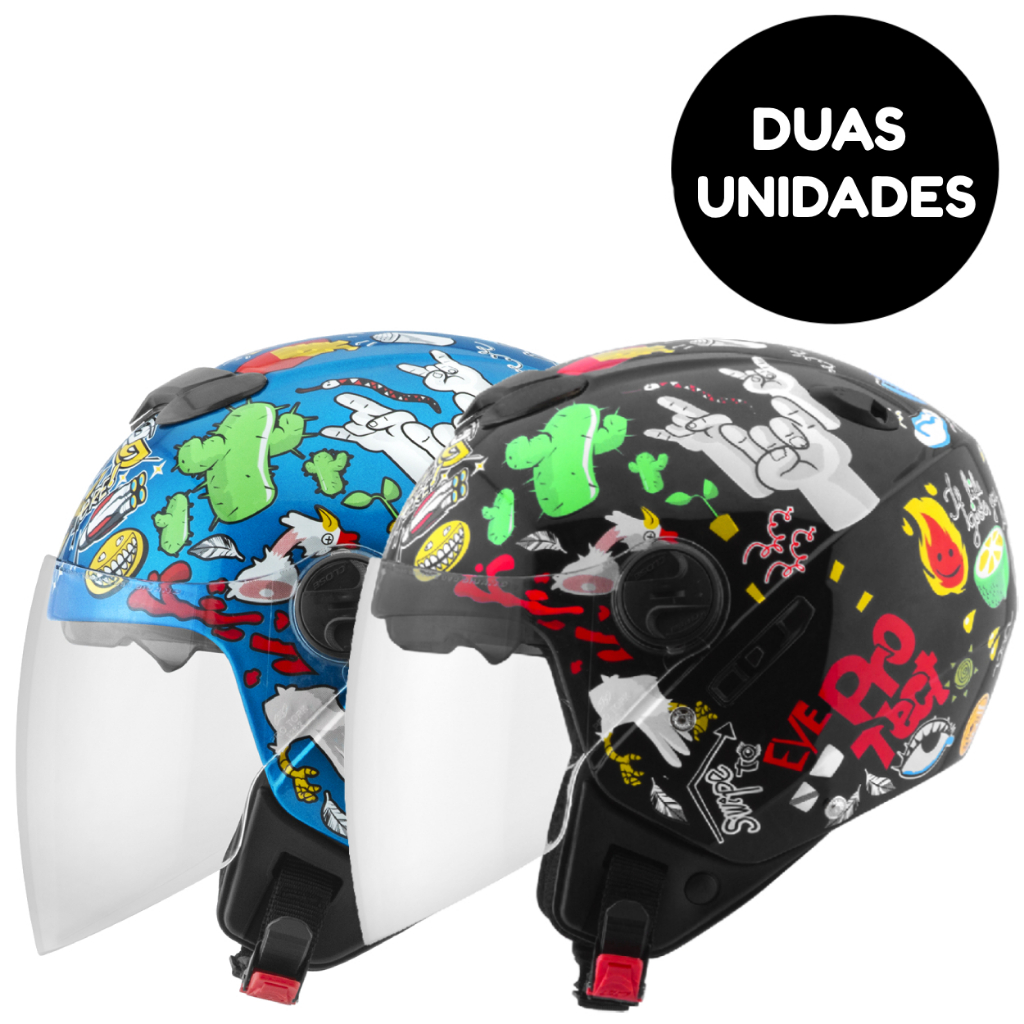 Kit 2 Capacete Moto Aberto Masculino Feminino Pro Tork New Atomic ...