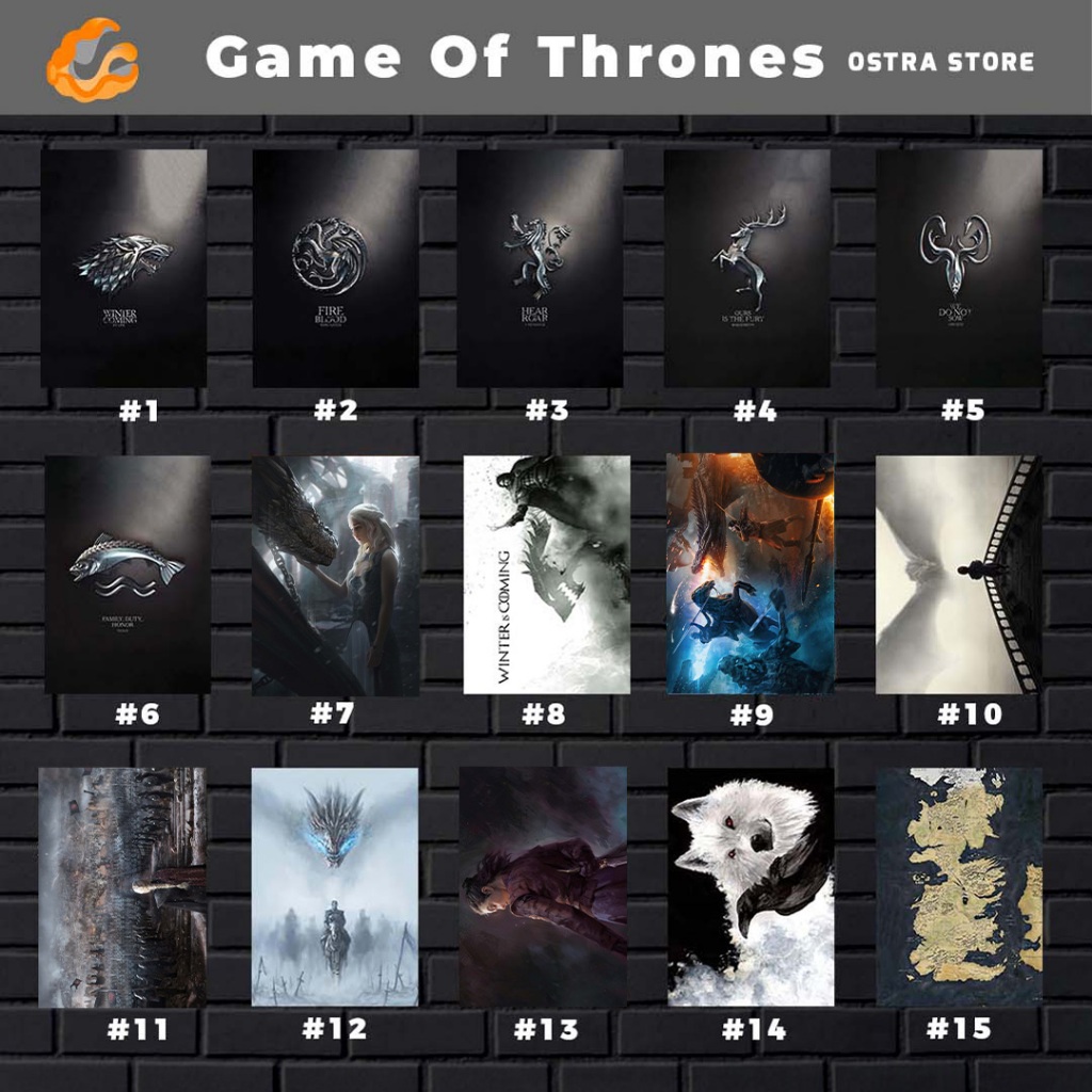 Game Of Thrones 01 a 15 - Séries - Placa decorativa MDF - 14x20 28x20 - Quadro parede ...