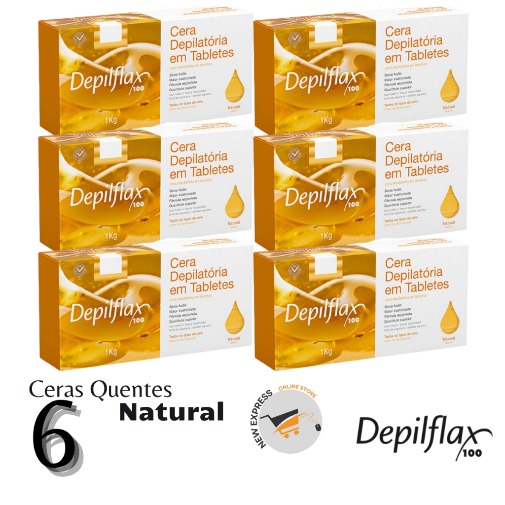 Kit 6 Ceras Depilatoria Elastica Natural De Mel 1KG Em Tabletes ...