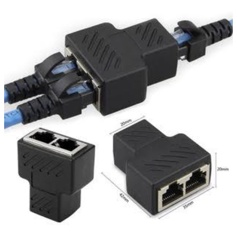 Adaptador distribuidor Cabo de Rede 1 a 2 vías Rj45 metal 1x2 | Shopee ...