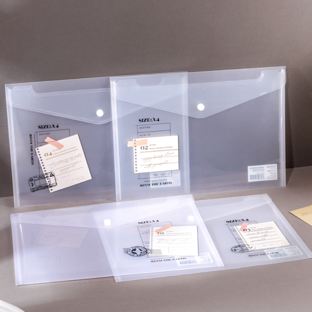 Kit 8 peças/Pasta Envelope Com Botão A4 Serena Tom Pastel | Shopee Brasil