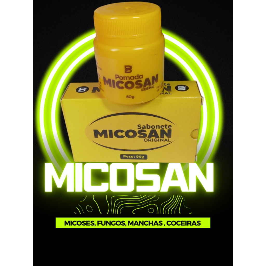 Micosan Kit 6 Pomadas 2 Sabonetes Barra e 1 Sabonete Líquido Clareador ...
