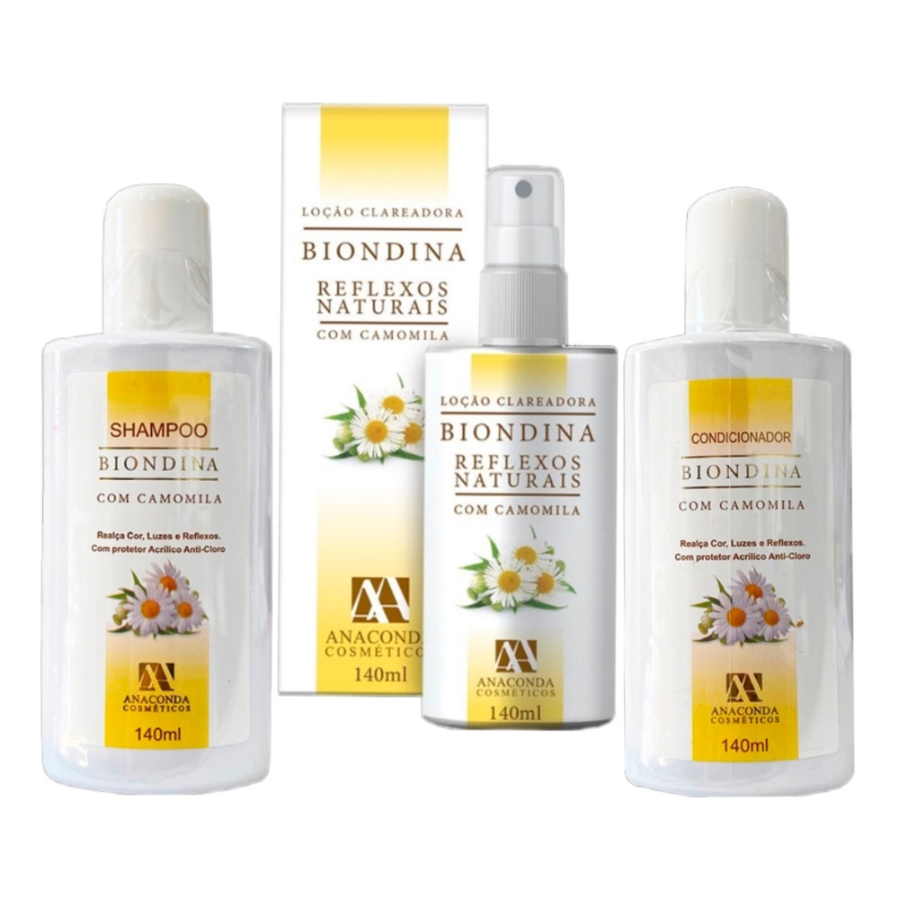 Kit 1 Loção Spray Pump + 1 Shampoo + 1 Condicionador Biondina Clareador ...
