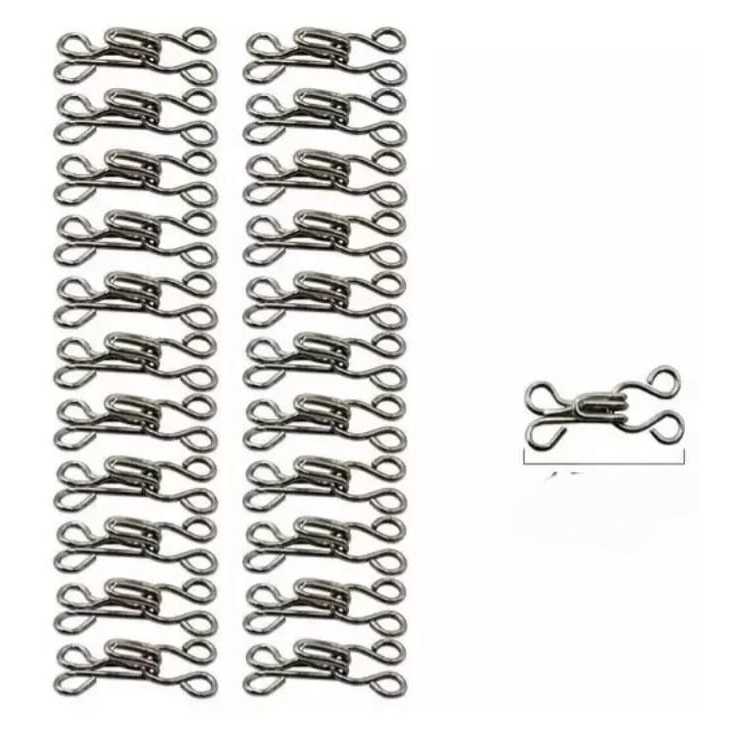 Colchete Kit C/ 3 Cartela Colchete de Gancho Niquelado C/ 24 Colchete ...